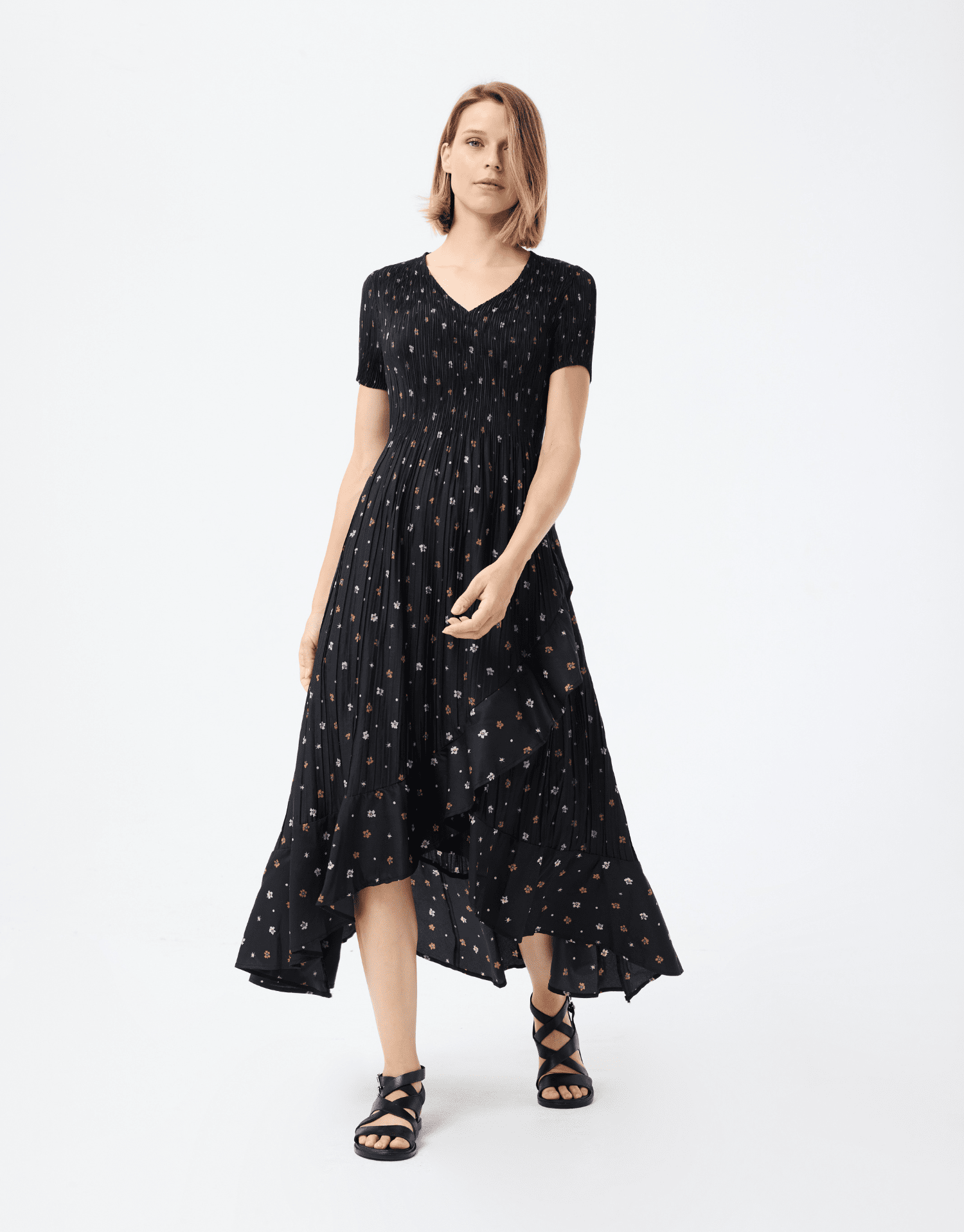 Claudia long dress – Pleated & floral